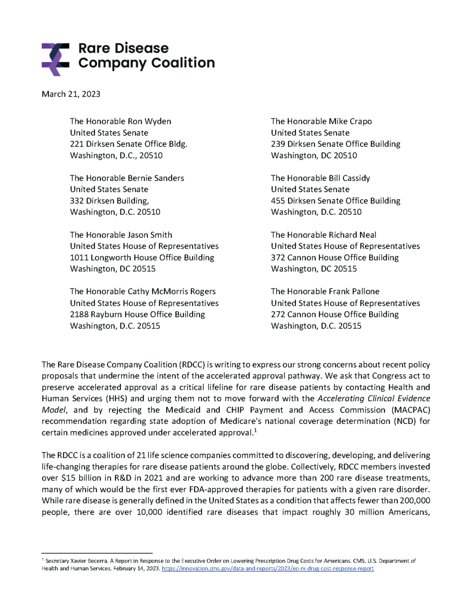 RDCC Urges Congress to Reject Proposals that Undermine the Intent of Accelerated Approval for ...